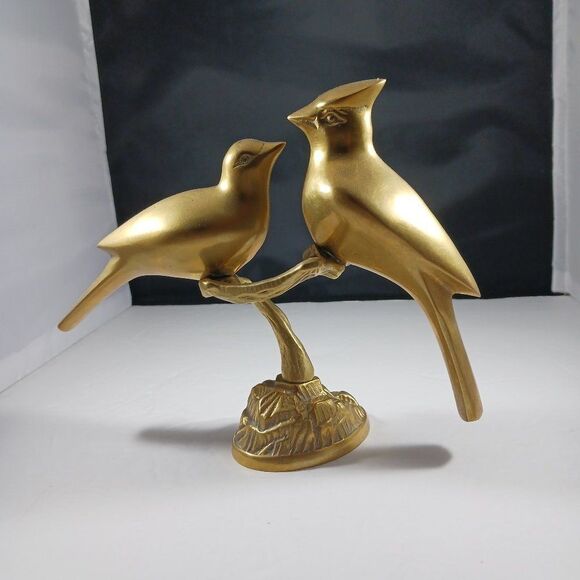 Vintage | Accents | Vintage 2 Cardinal Birds Gold Color Solid Brass ...